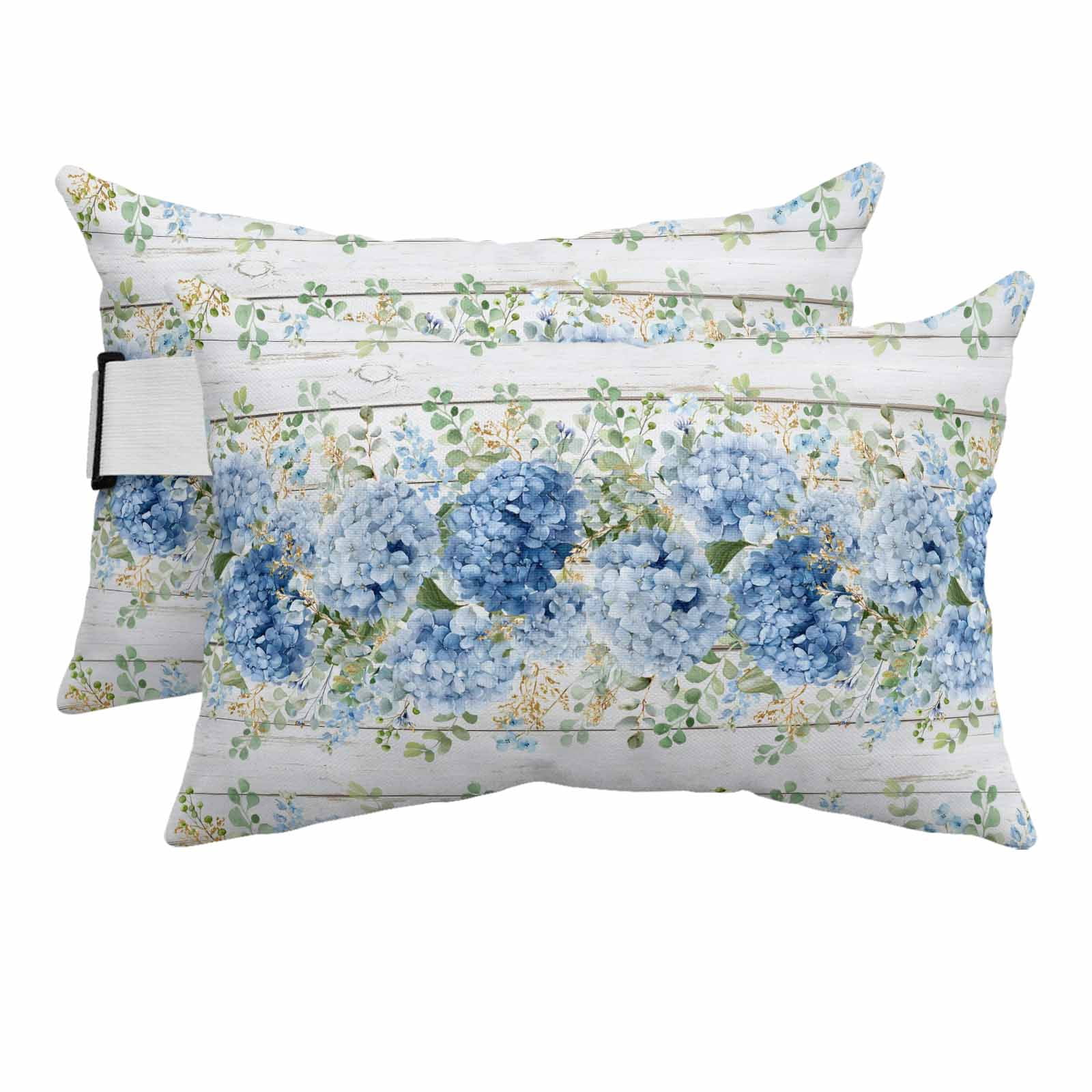 2PCS Outdoor Pillow for Chaise Lounge Chair Country Hydrangea Flower ...