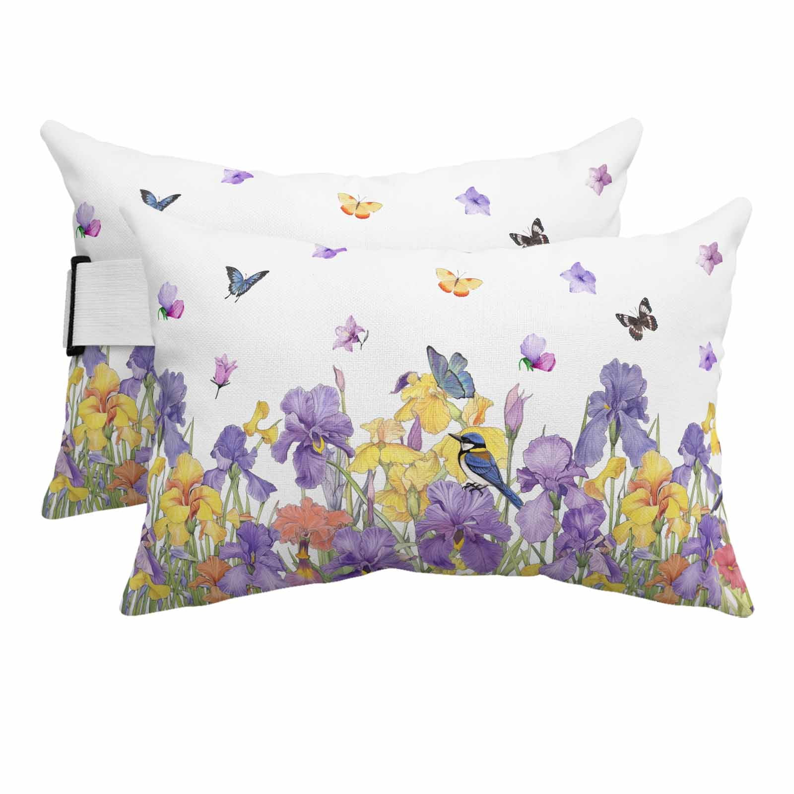 2PCS Outdoor Pillow for Chaise Lounge Chair Country Purple Flower ...