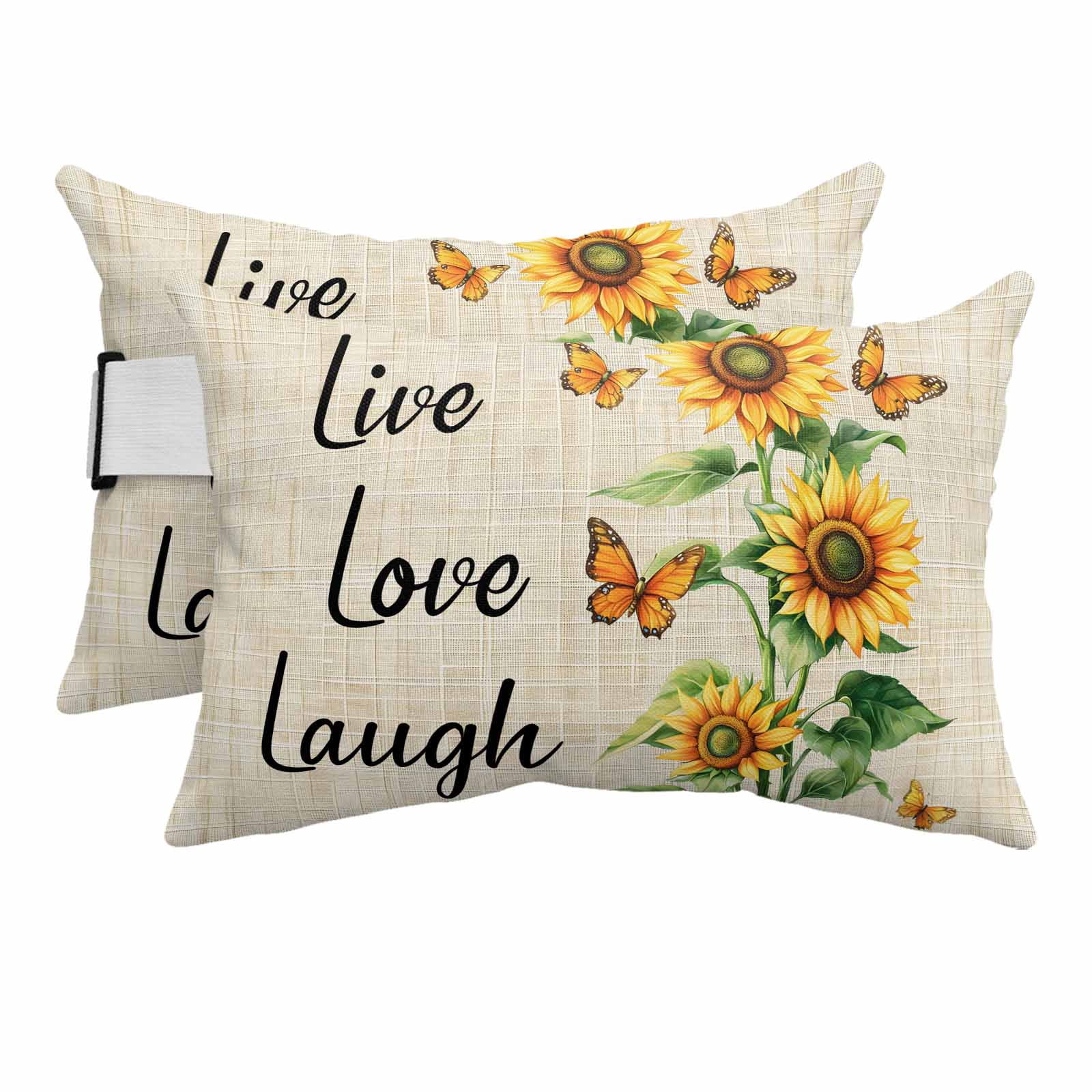 2PCS Outdoor Pillow for Chaise Lounge Chair Country Sunflower Green ...