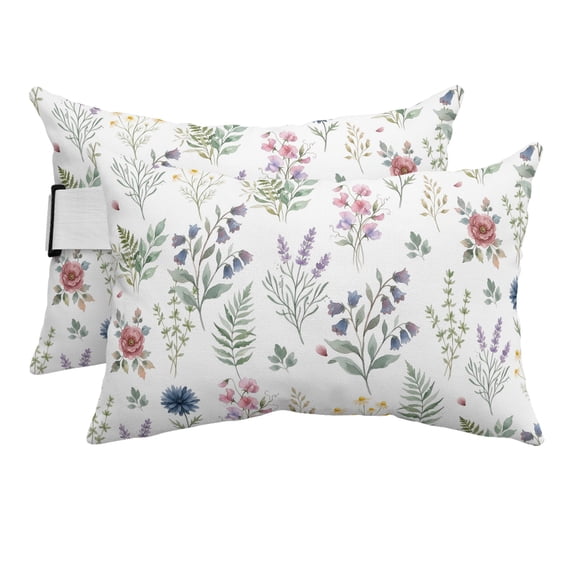 2PCS Outdoor Pillow for Chaise Lounge Chair Country Wild Flower Herb ...
