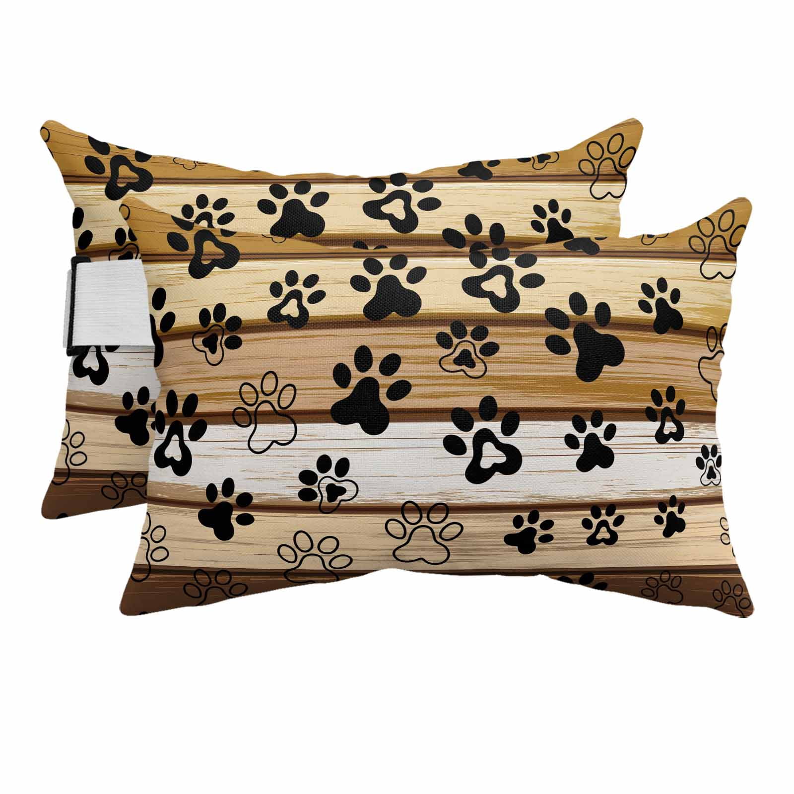 2PCS Outdoor Pillow for Chaise Lounge Chair Cute Dog Paw Print Farm ...