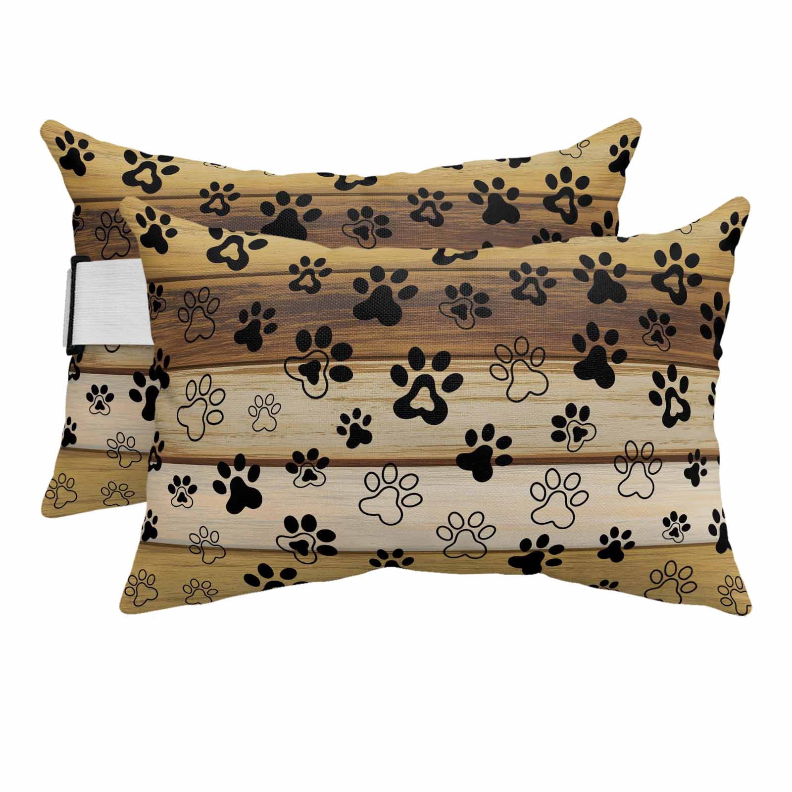 2PCS Outdoor Pillow for Chaise Lounge Chair Dog Paw Prints Seamless ...