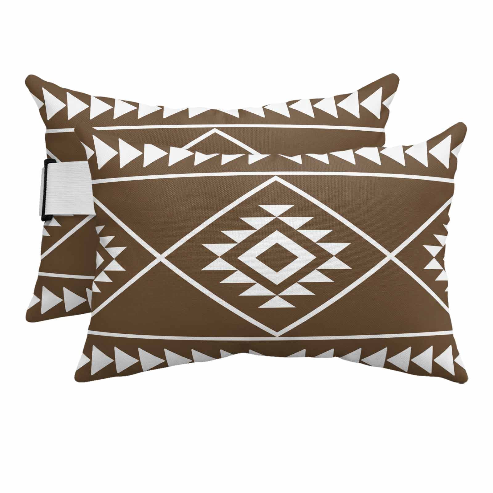 2PCS Outdoor Pillow for Chaise Lounge Chair Ethnic Abstract Geometric ...