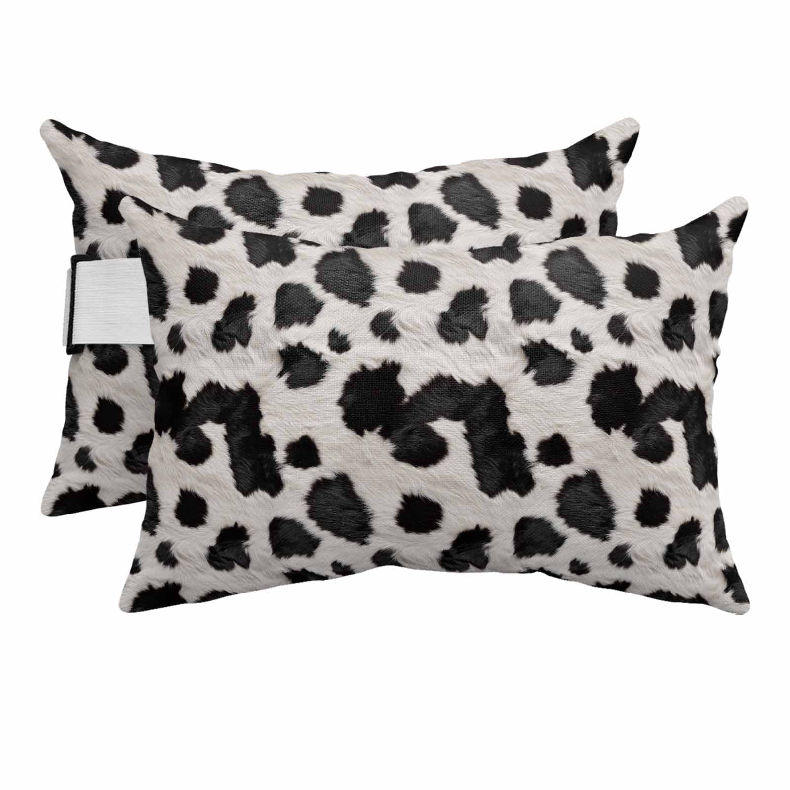 2PCS Outdoor Pillow for Chaise Lounge Chair Farm Dairy Cow Skin Spots ...