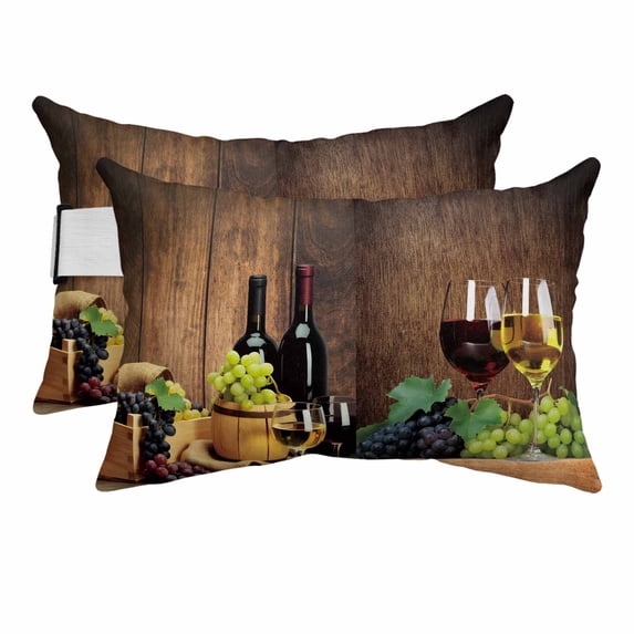 2PCS Outdoor Pillow for Chaise Lounge Chair Farm Red Wine Grapes Wine ...