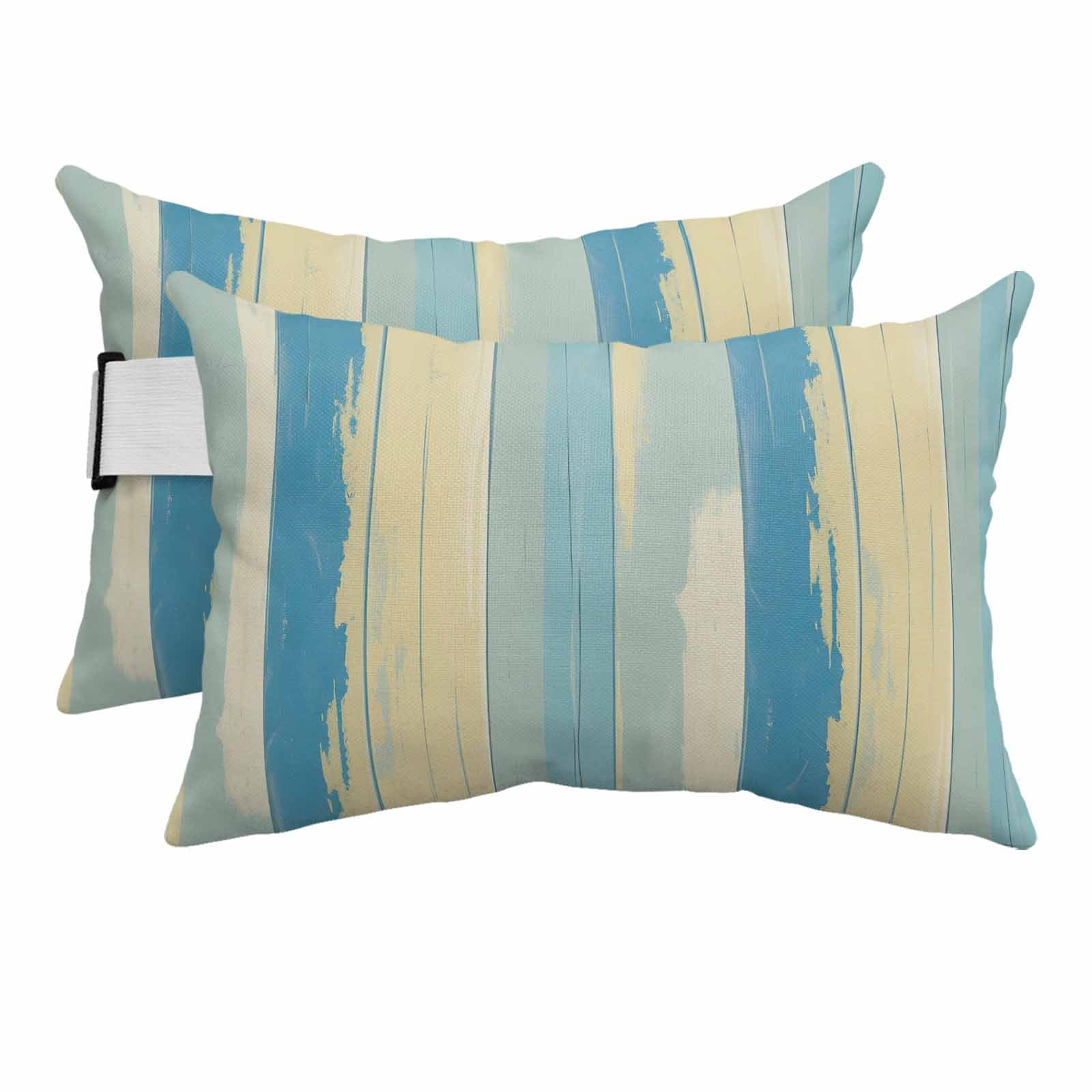 2PCS Outdoor Pillow for Chaise Lounge Chair Farm Wood Board Blue ...