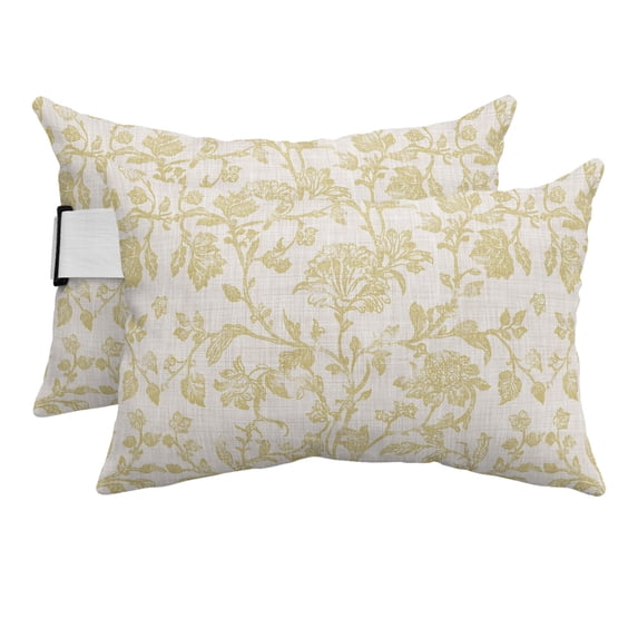2PCS Outdoor Pillow for Chaise Lounge Chair Farmhouse Yellow Flower ...