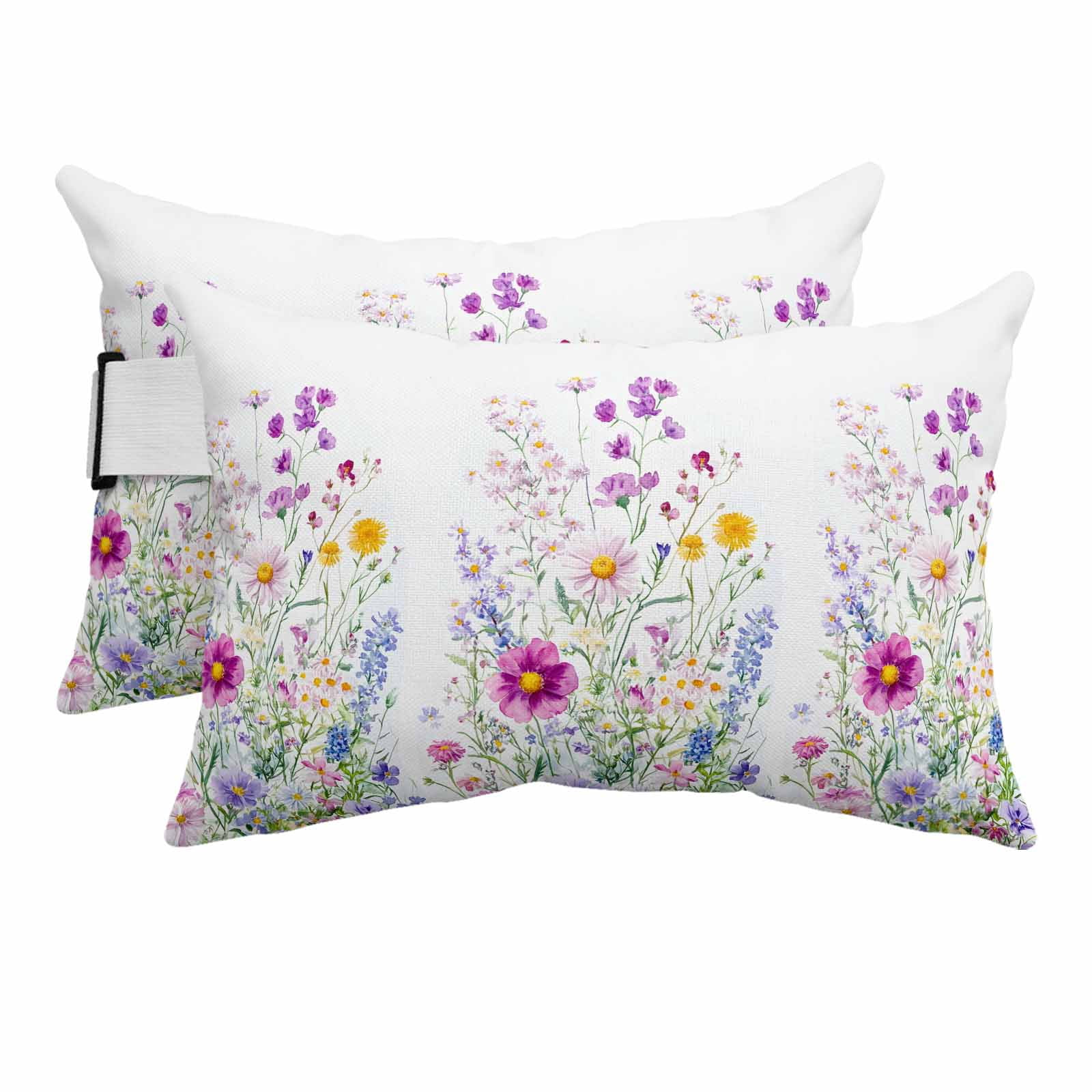 2PCS Outdoor Pillow for Chaise Lounge Chair Flowers Spring Waterproof ...