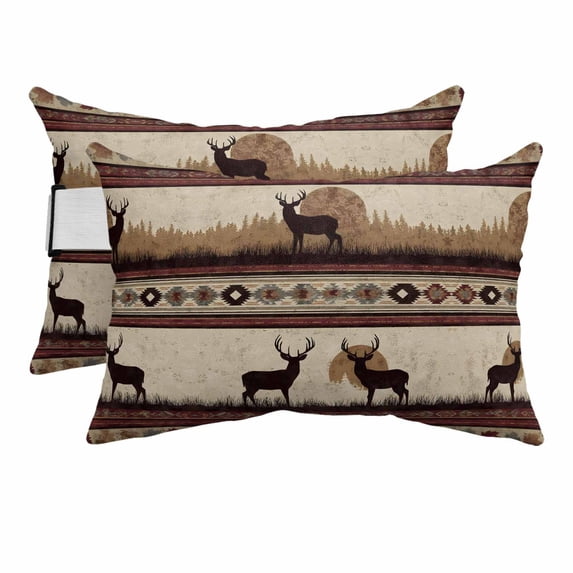 2PCS Outdoor Pillow for Chaise Lounge Chair Forest Elk Animal ...