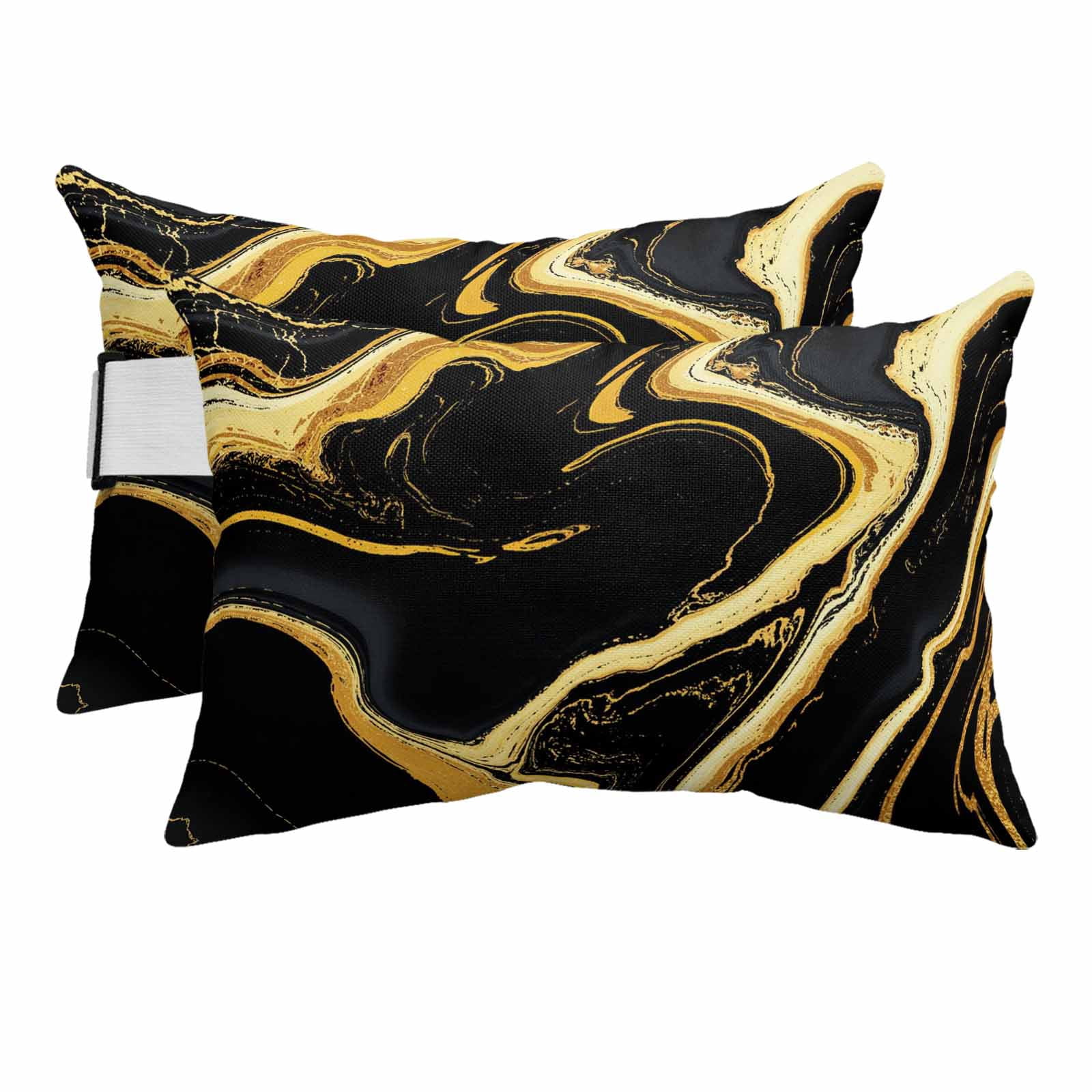 2PCS Outdoor Pillow for Chaise Lounge Chair Gold Striped Marble Texture ...