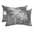 2PCS Outdoor Pillow for Chaise Lounge Chair Gradient Gray Palm Tree ...