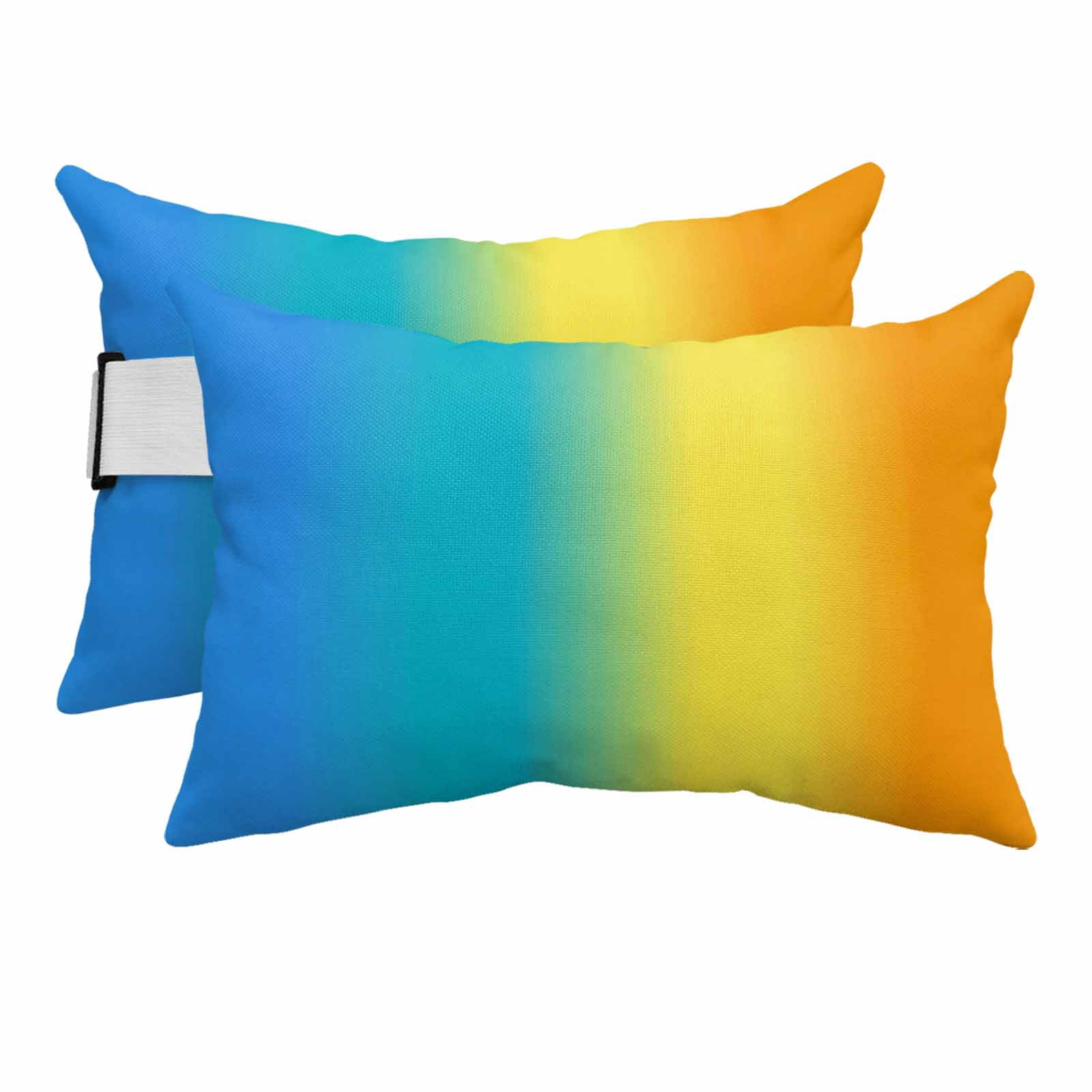 2PCS Outdoor Pillow for Chaise Lounge Chair Gradient Striped Rainbow ...
