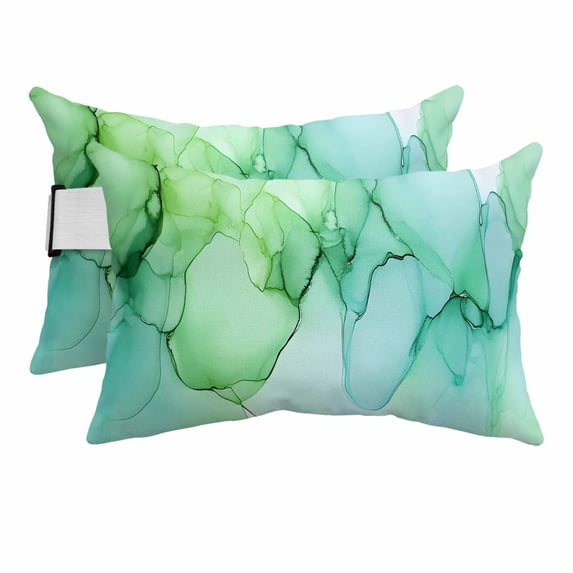 2PCS Outdoor Pillow for Chaise Lounge Chair Gradient Turquoise Marble ...