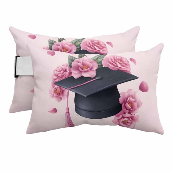 2PCS Outdoor Pillow for Chaise Lounge Chair Graduation Cap Flowers ...