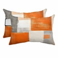 2PCS Outdoor Pillow for Chaise Lounge Chair Gray Orange Color Block ...