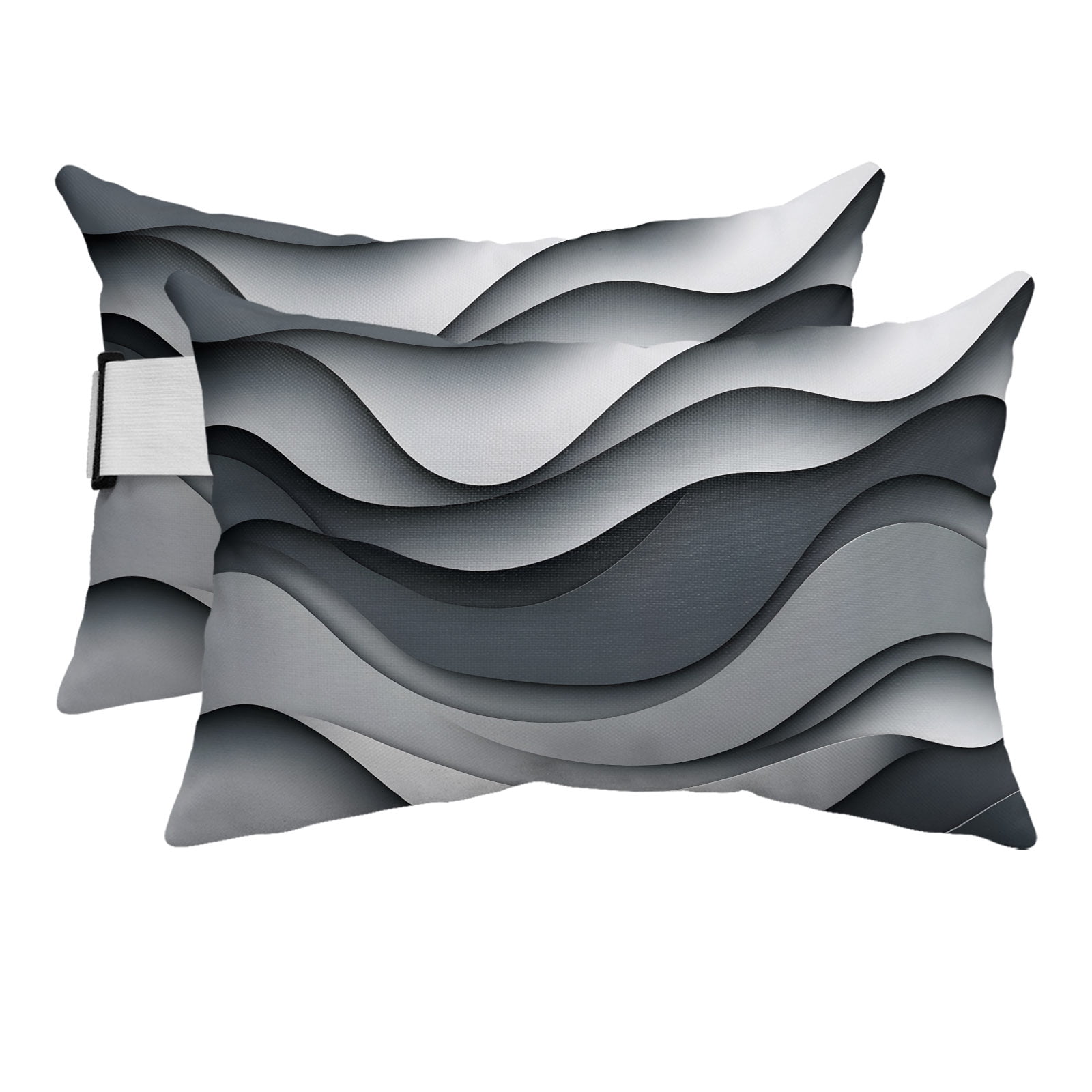 2PCS Outdoor Pillow for Chaise Lounge Chair Gray Stripes Abstract ...