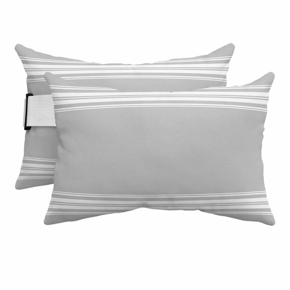 2PCS Outdoor Pillow for Chaise Lounge Chair Grey Stripes Farmhouse ...
