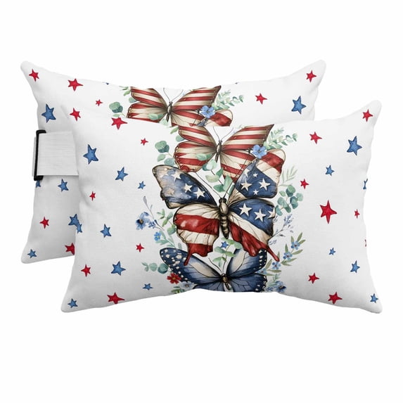 2PCS Outdoor Pillow for Chaise Lounge Chair Independence Day Butterfly ...