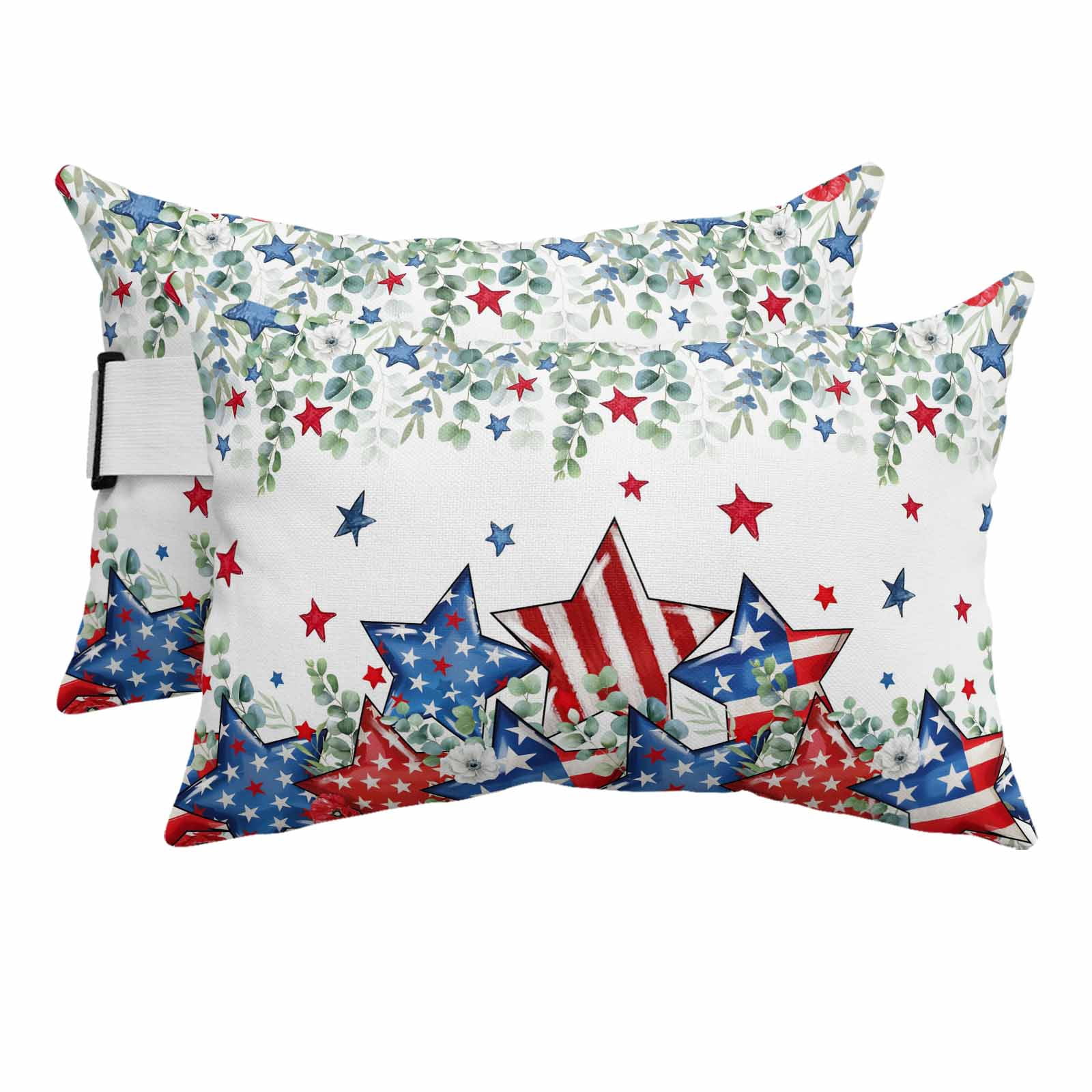 2PCS Outdoor Pillow for Chaise Lounge Chair Independence Day Eucalyptus ...