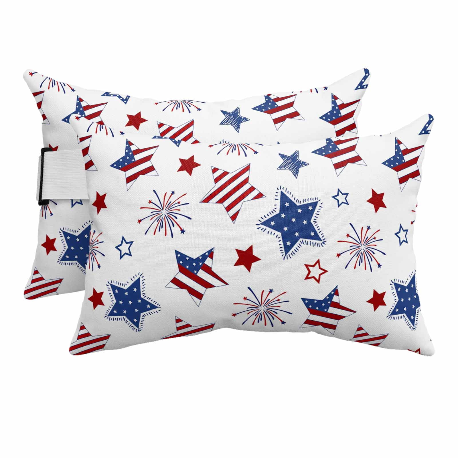 2PCS Outdoor Pillow for Chaise Lounge Chair Independence Day Patriotic ...