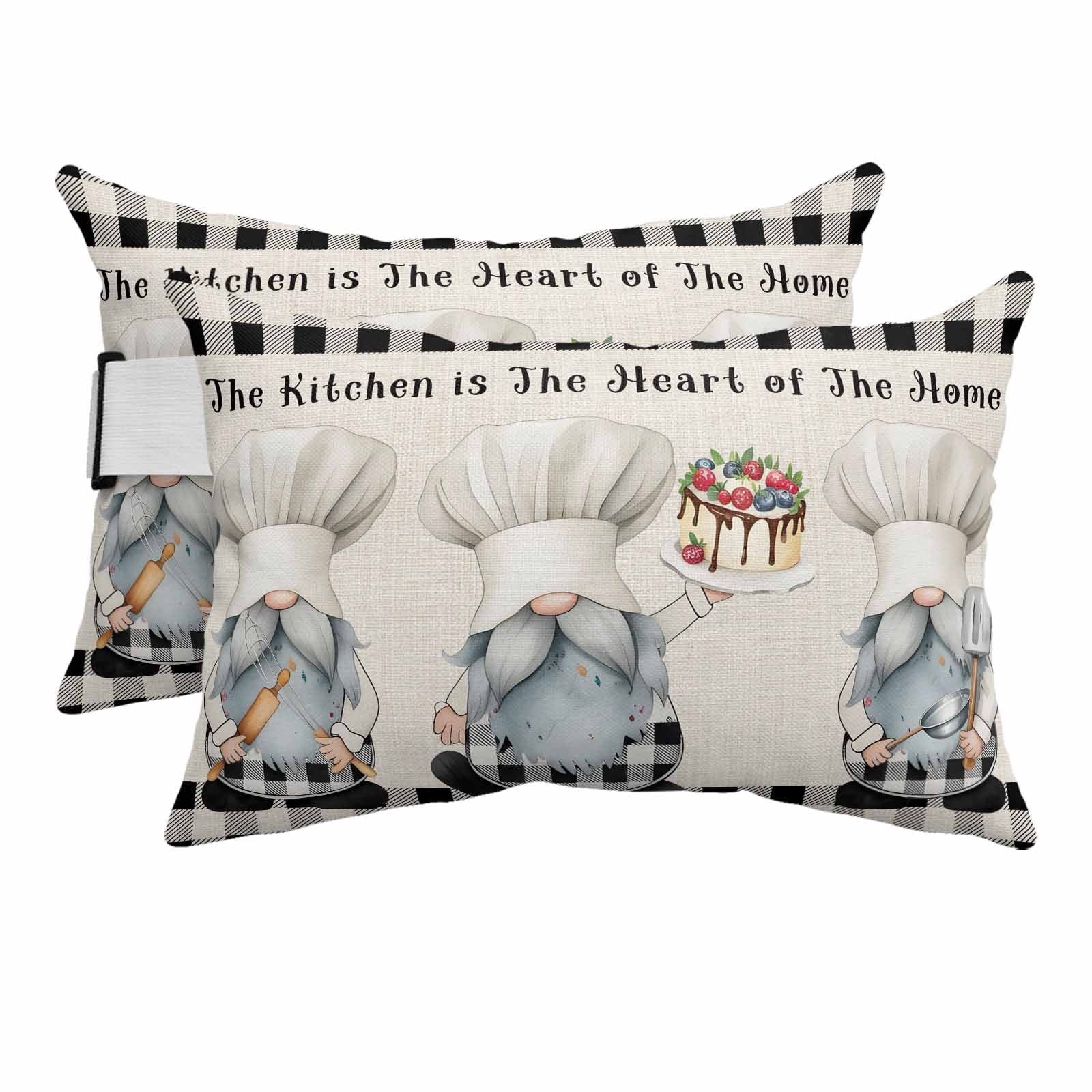 2PCS Outdoor Pillow for Chaise Lounge Chair Kitchen Chef Dwarf Cake ...