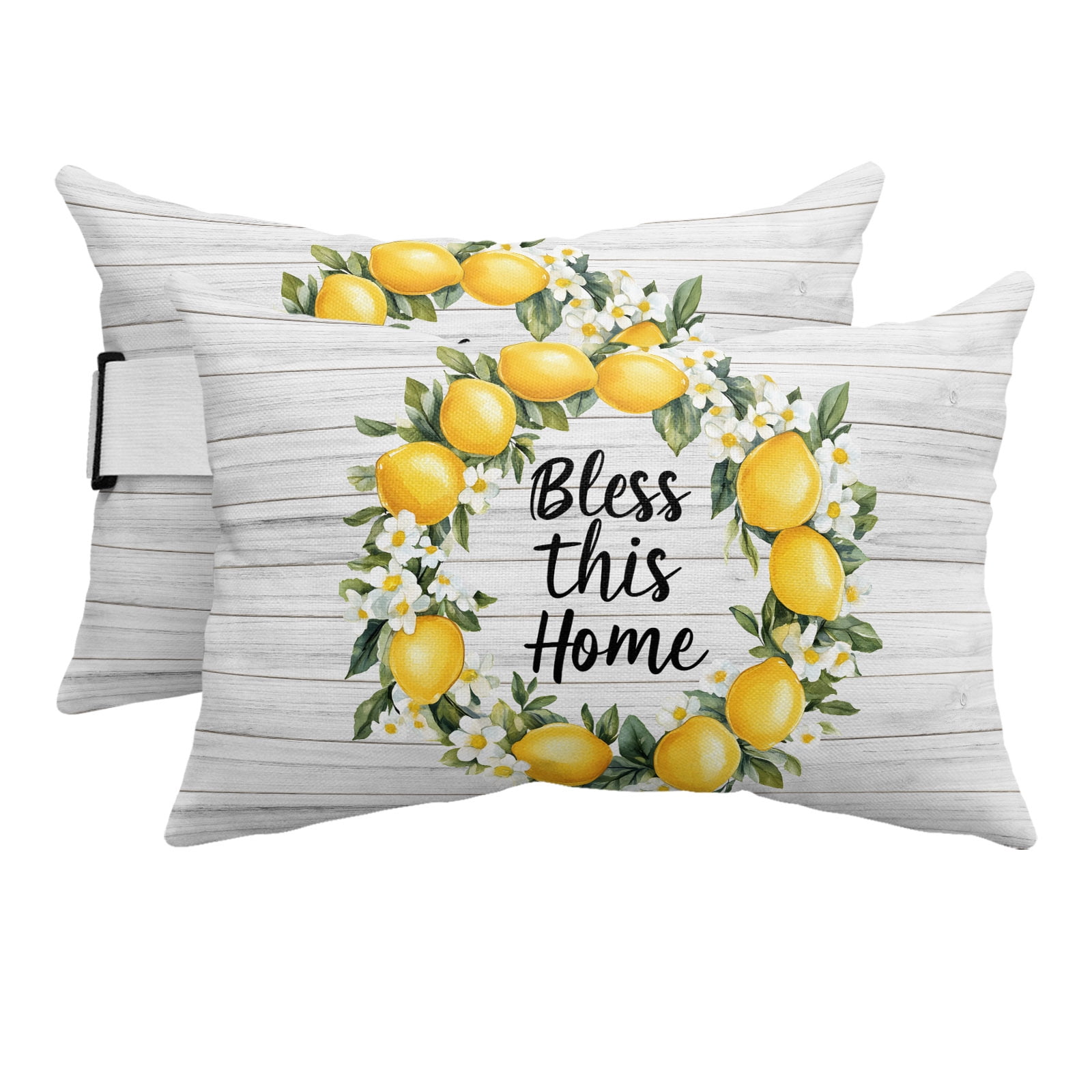 2PCS Outdoor Pillow for Chaise Lounge Chair Lemon Summer Flower ...