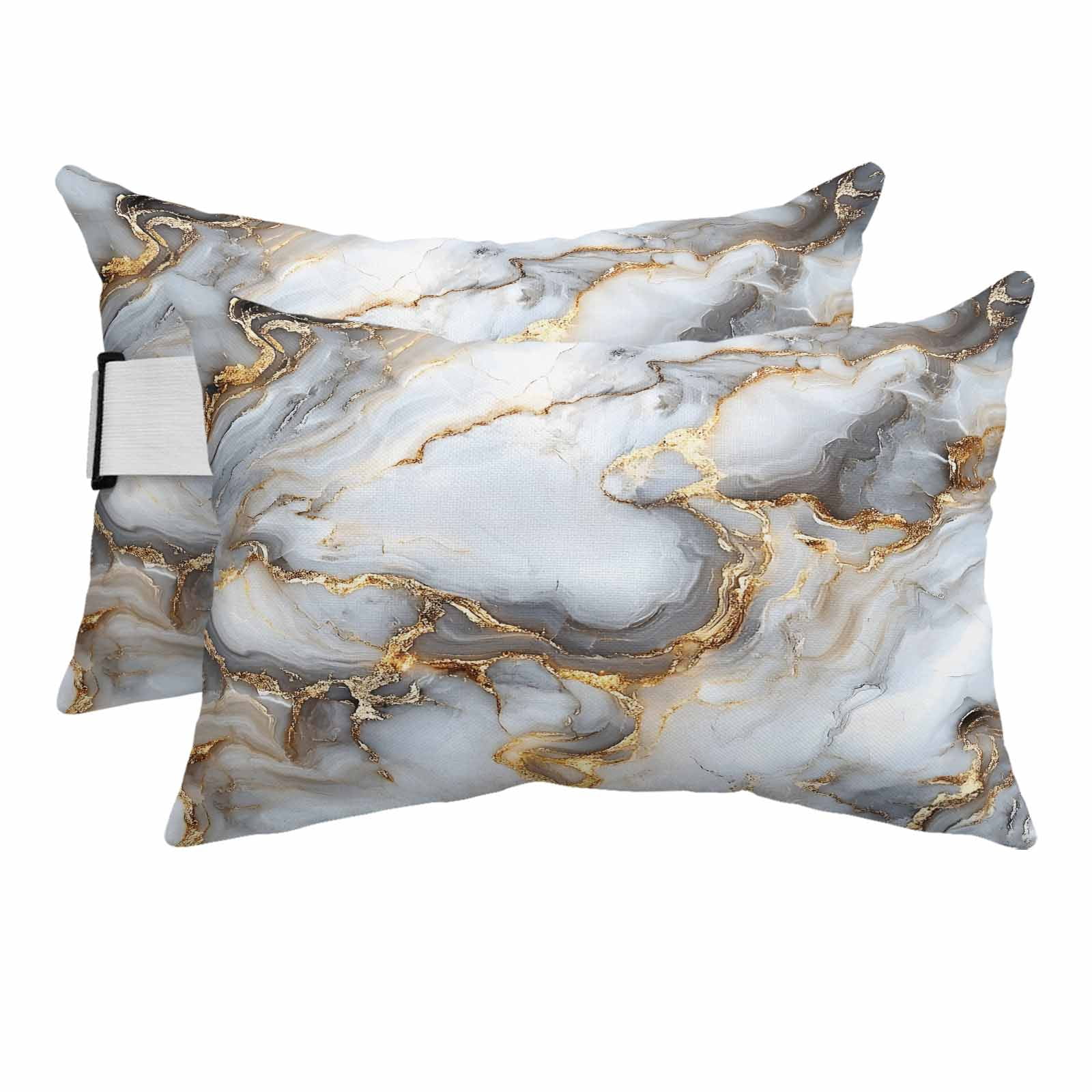 2PCS Outdoor Pillow for Chaise Lounge Chair Marble Texture Pattern ...