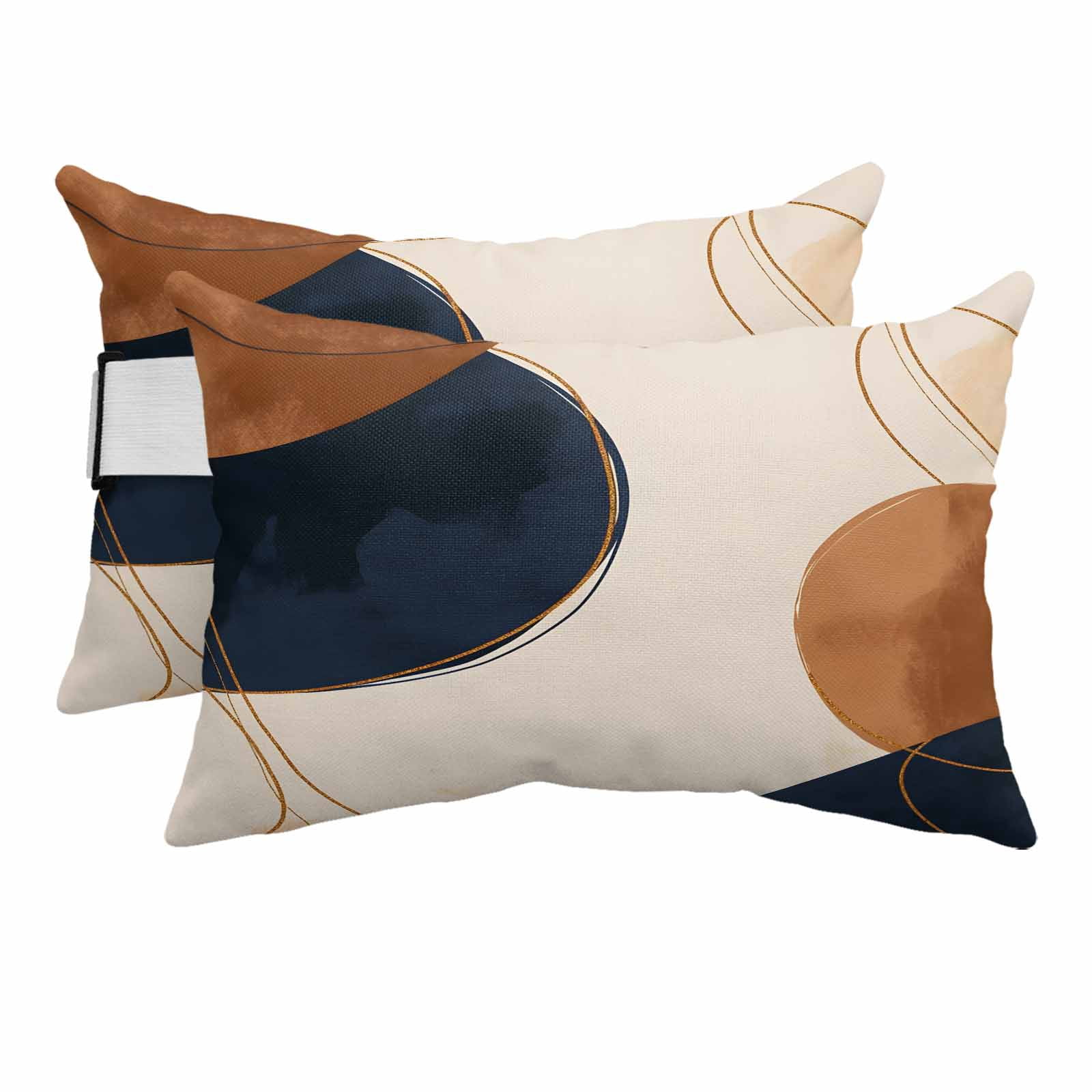 2PCS Outdoor Pillow for Chaise Lounge Chair Mid Century Color Block ...