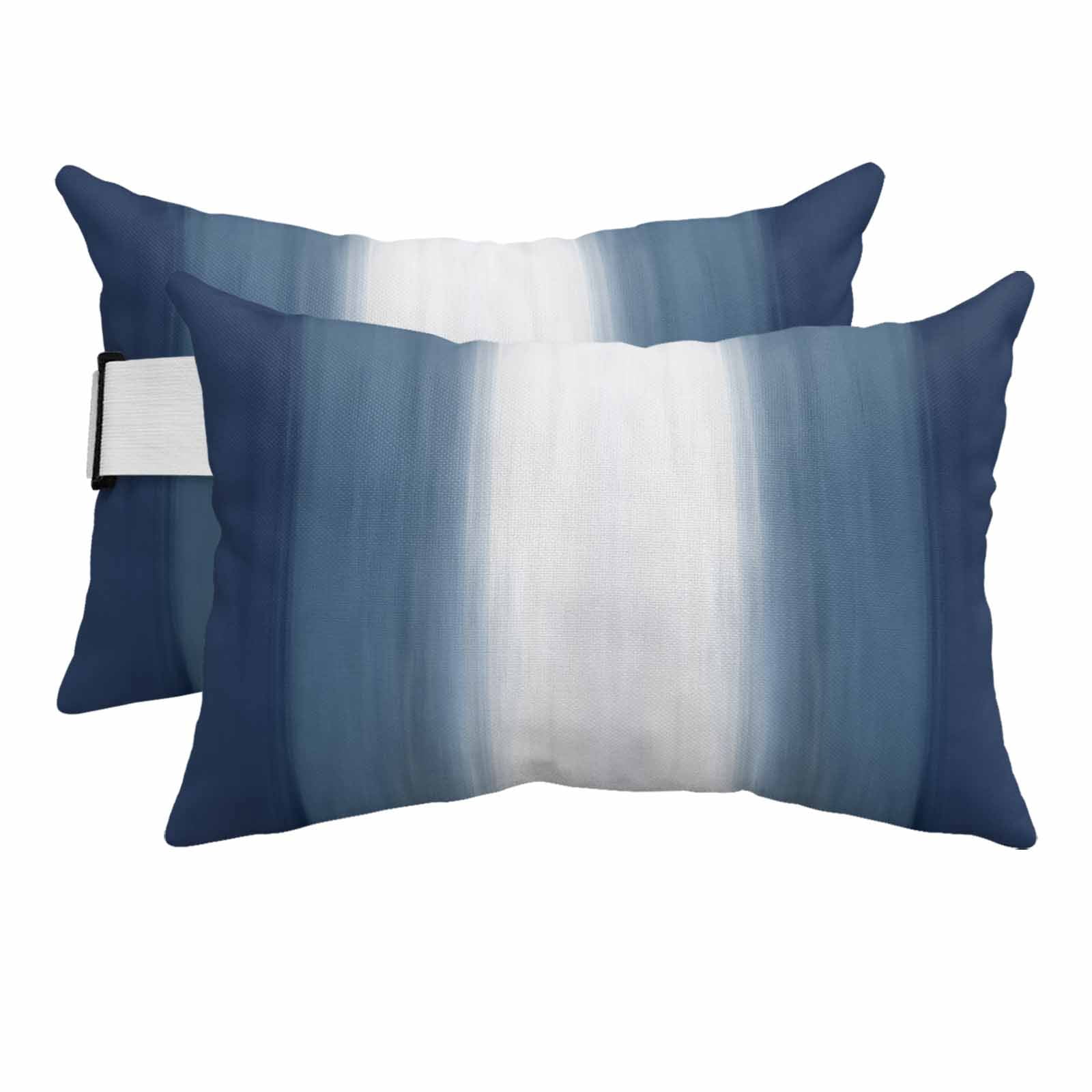 2PCS Outdoor Pillow for Chaise Lounge Chair Modern Blue White Gradient ...