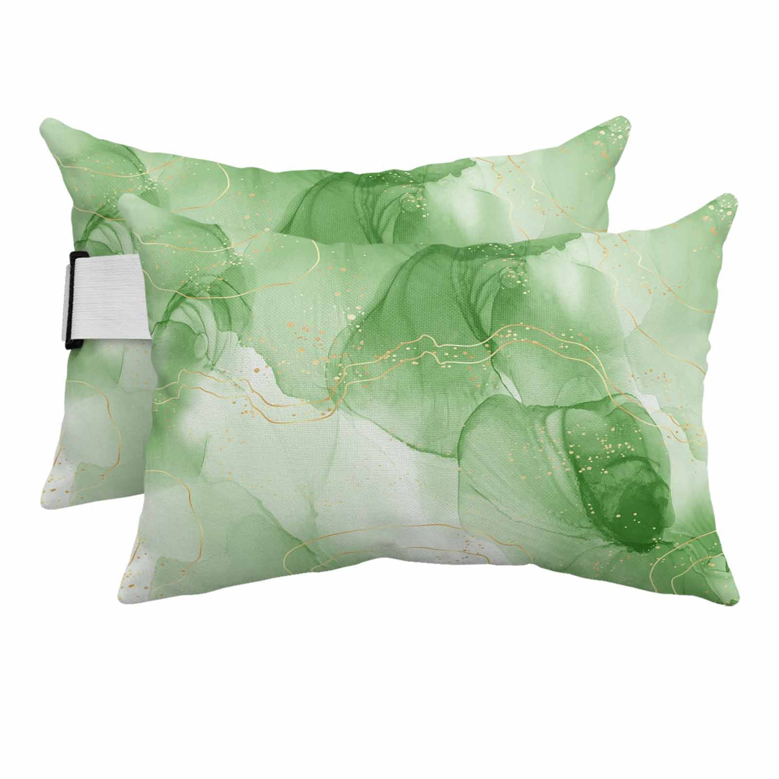 2PCS Outdoor Pillow for Chaise Lounge Chair Modern Green Ombre and Gold ...