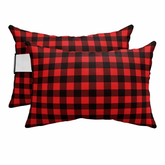 2PCS Outdoor Pillow for Chaise Lounge Chair Modern Minimalist Checkered ...