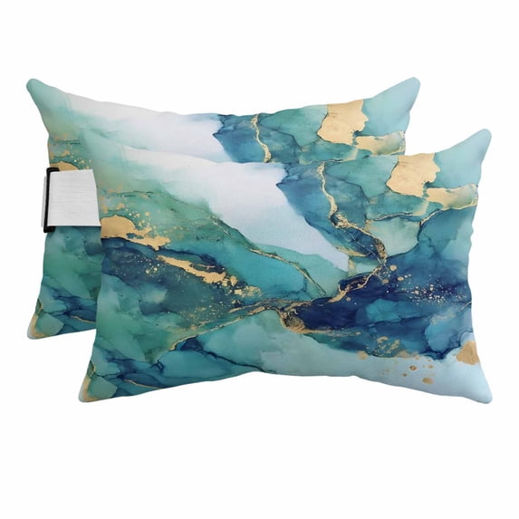 2PCS Outdoor Pillow for Chaise Lounge Chair Modern Turquoise Marble ...