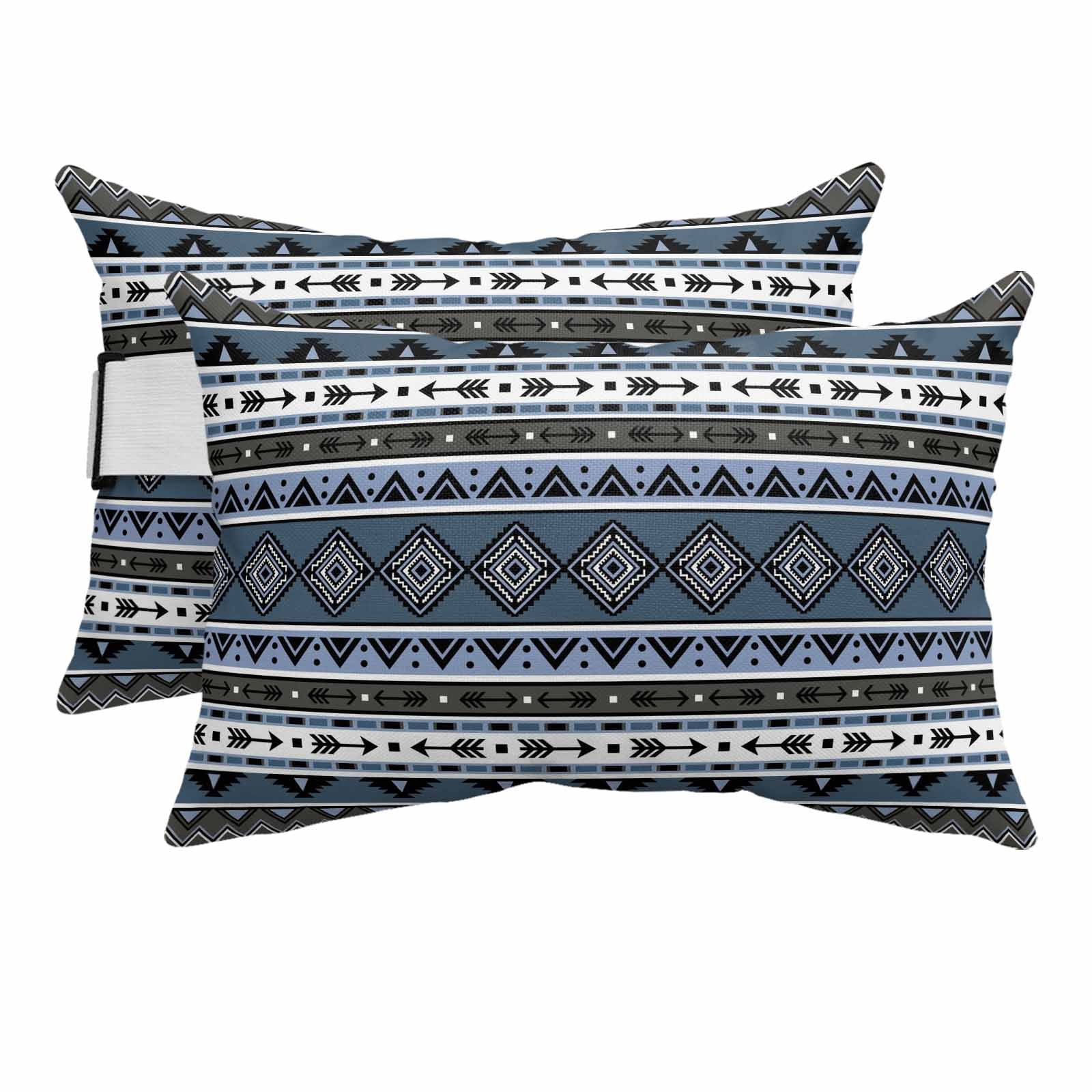 2PCS Outdoor Pillow for Chaise Lounge Chair Navy Blue Stripe Retro Boho ...