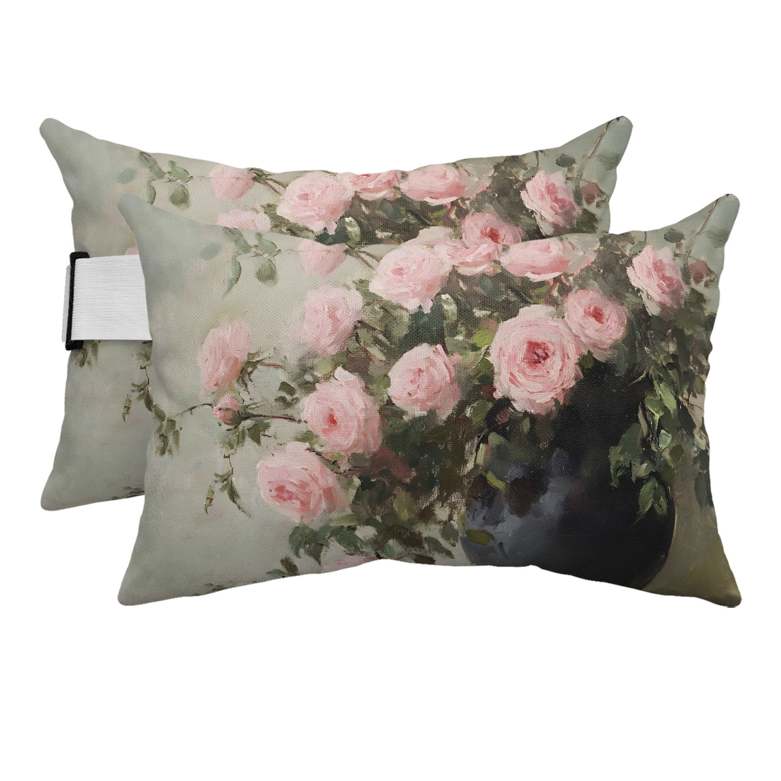 2PCS Outdoor Pillow for Chaise Lounge Chair Oil Painting Style Pink ...