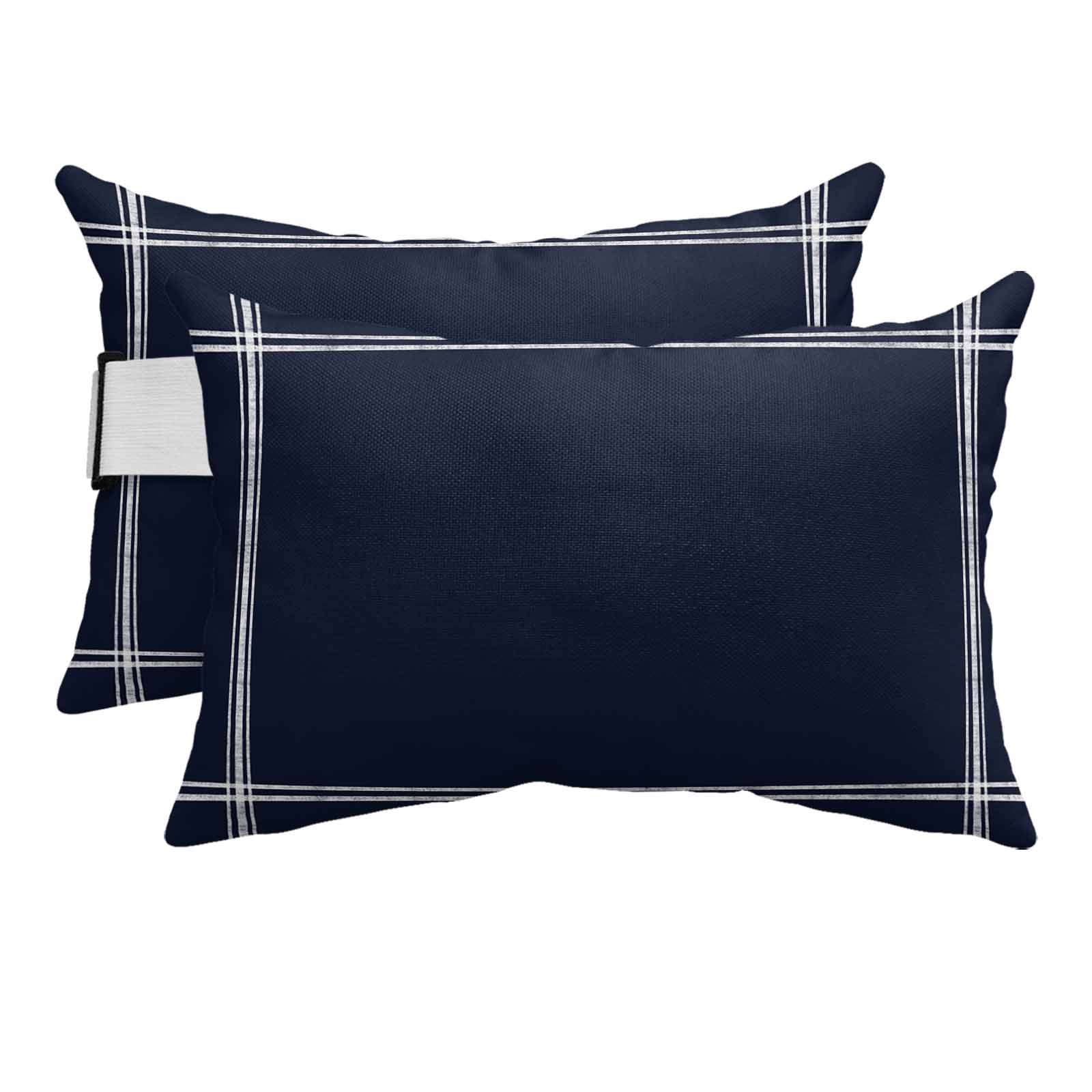 2PCS Outdoor Pillow for Chaise Lounge Chair Pure Color Deep Blue Theme ...