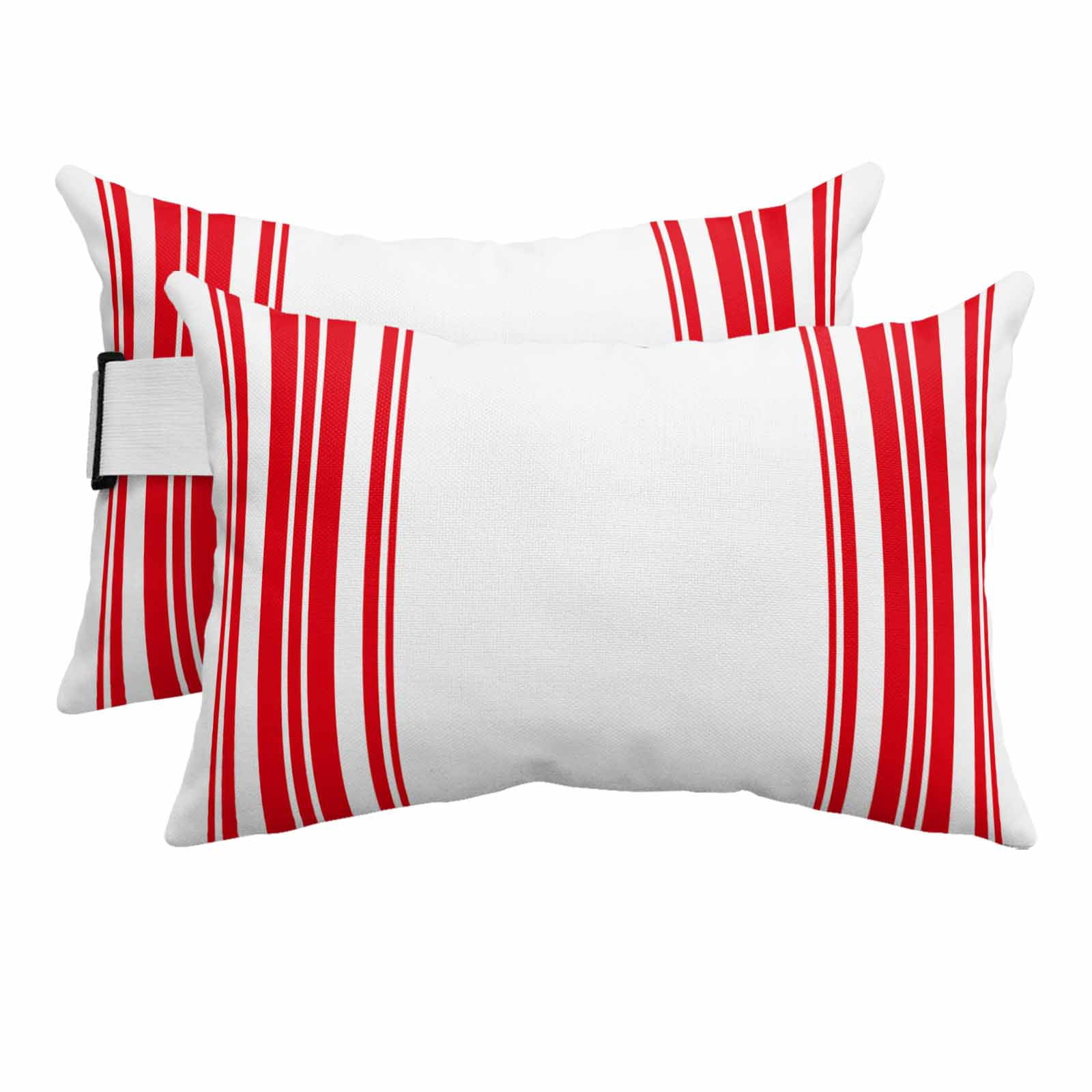 2PCS Outdoor Pillow for Chaise Lounge Chair Red Striped on White ...