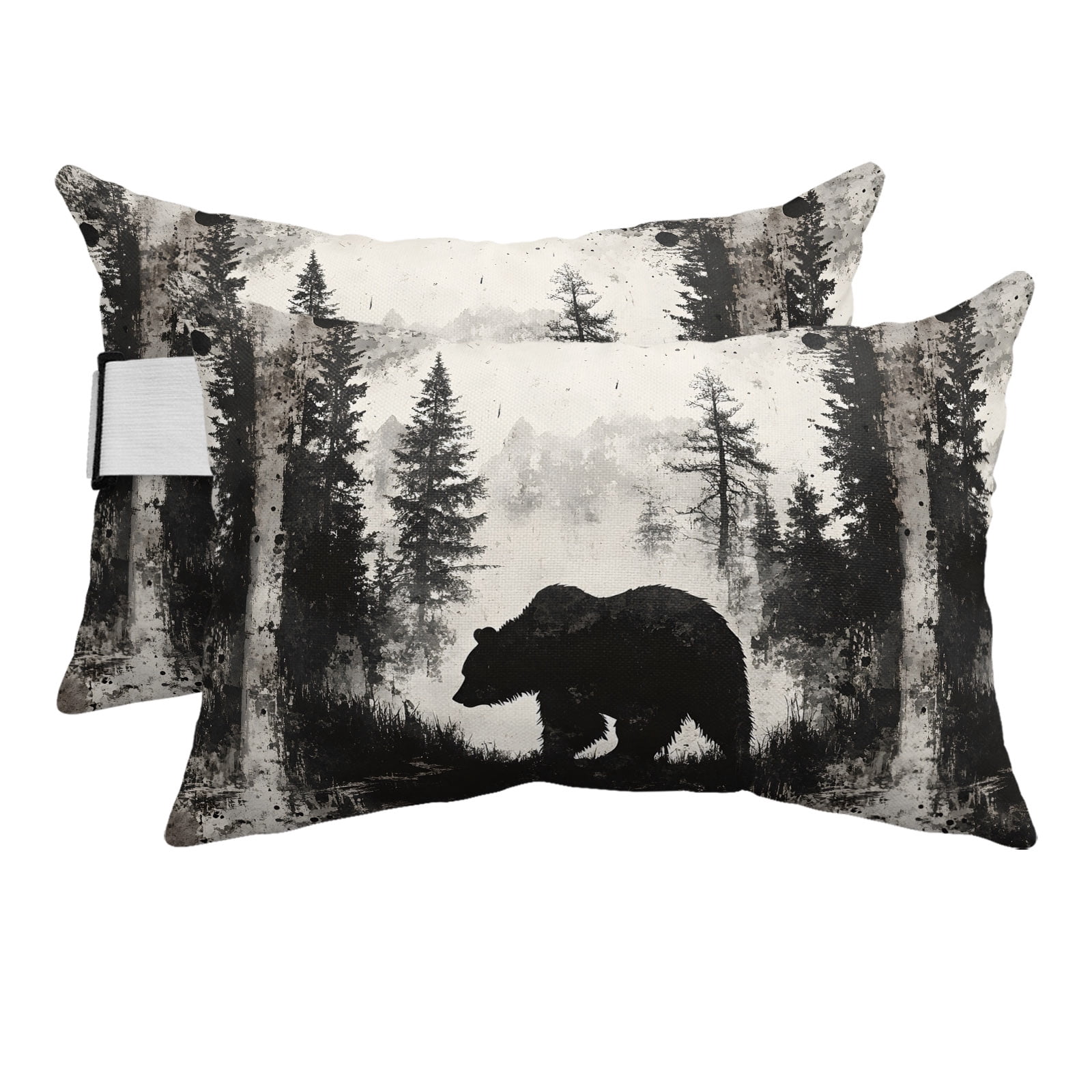 2PCS Outdoor Pillow for Chaise Lounge Chair Retro Abstract Bear ...
