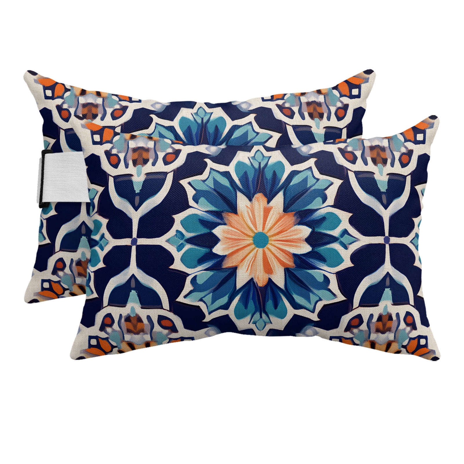 2PCS Outdoor Pillow for Chaise Lounge Chair Retro Moroccan Geometric ...