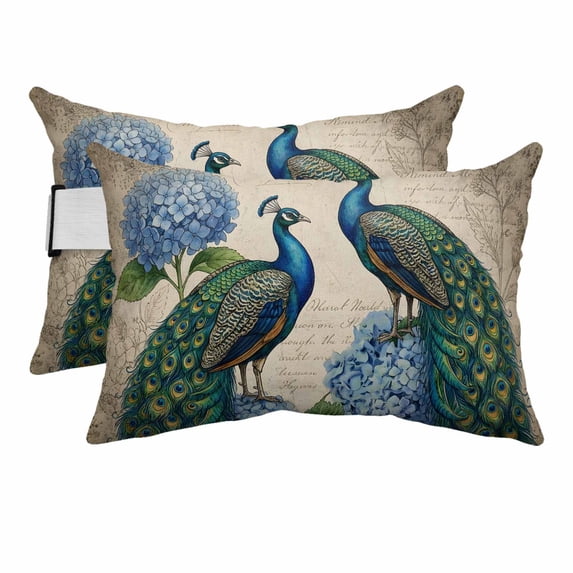2PCS Outdoor Pillow for Chaise Lounge Chair Retro Peacock Blue ...