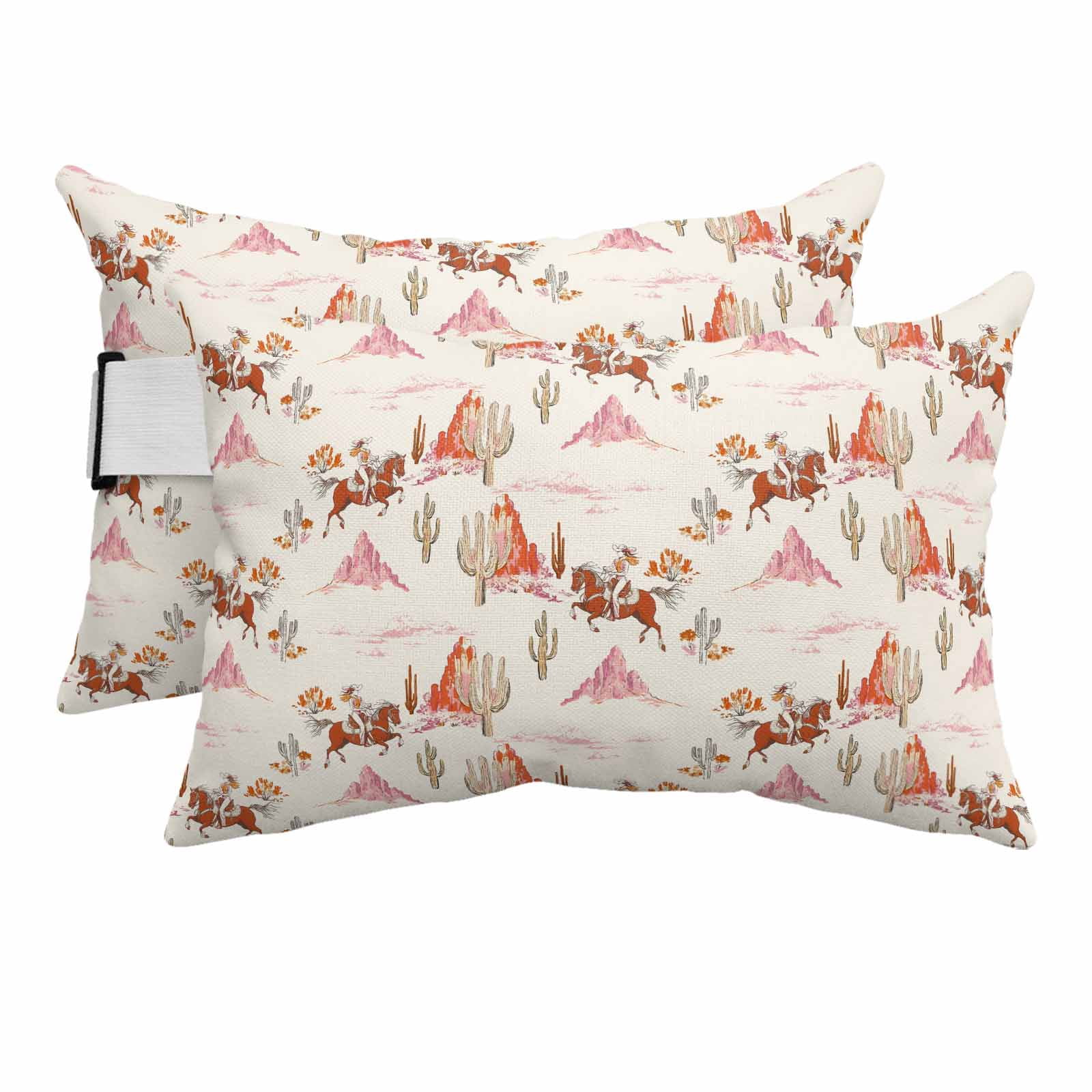 2PCS Outdoor Pillow for Chaise Lounge Chair Retro Western Ethnic Cowboy ...