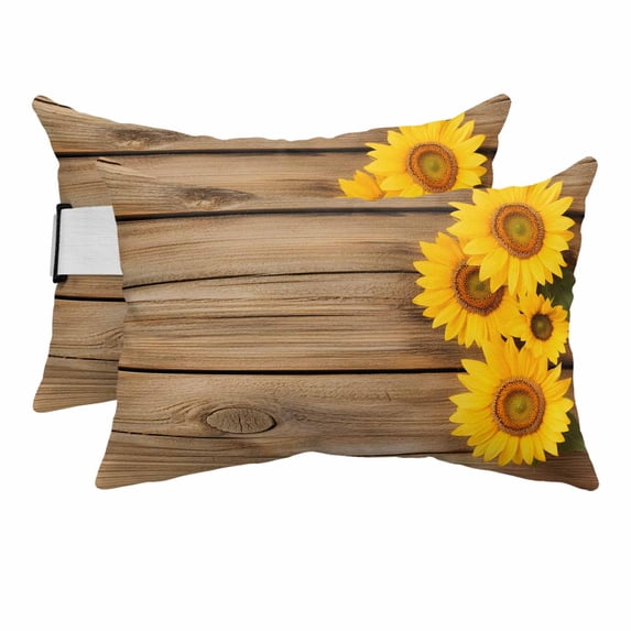 2PCS Outdoor Pillow for Chaise Lounge Chair Retro Wood Grain Blossom ...