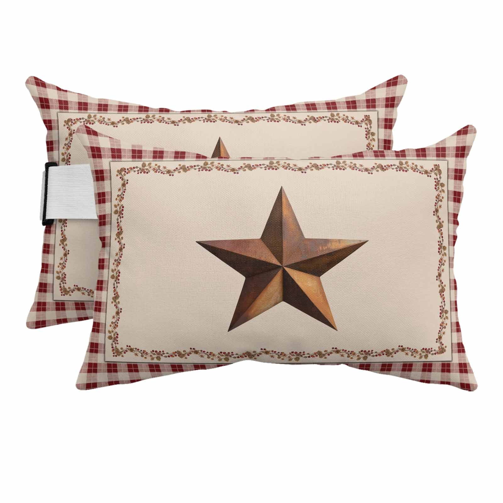 2PCS Outdoor Pillow for Chaise Lounge Chair Rustic Western Star Berry ...