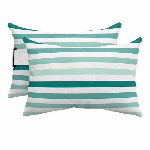 2PCS Outdoor Pillow for Chaise Lounge Chair Sage Green Gradient Stripe ...