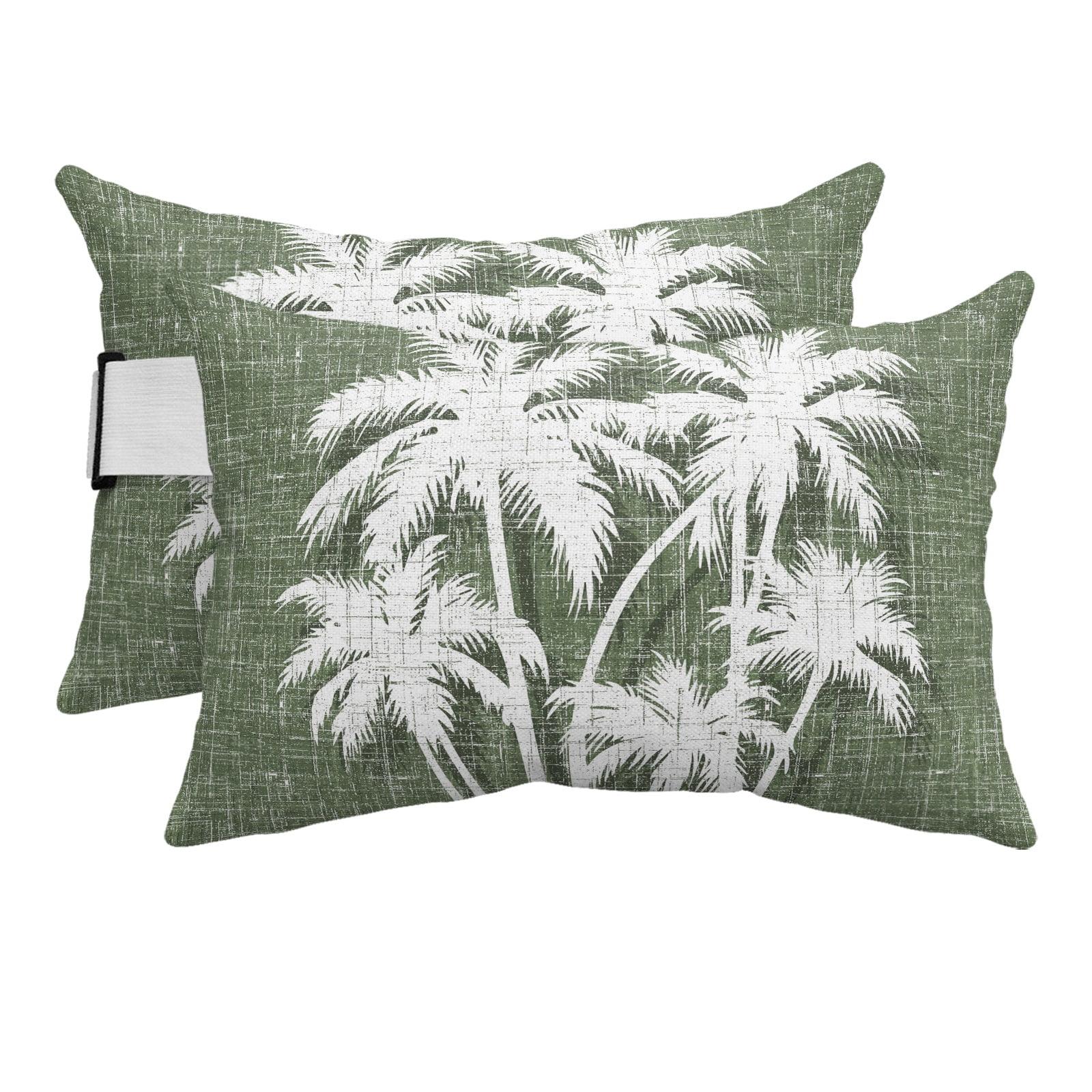 2PCS Outdoor Pillow for Chaise Lounge Chair Sage Green Palm Tree ...