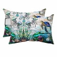 2PCS Outdoor Pillow for Chaise Lounge Chair Sea Turtle Jellyfish Summer ...