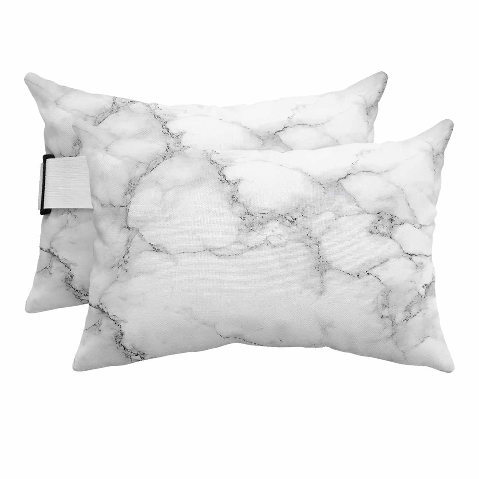 2PCS Outdoor Pillow for Chaise Lounge Chair Simple White Black Marble ...