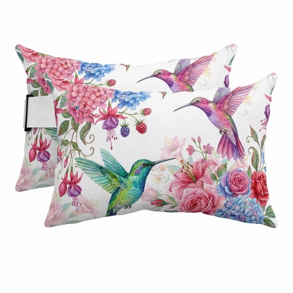 2PCS Outdoor Pillow for Chaise Lounge Chair Spring Blossom Flower ...