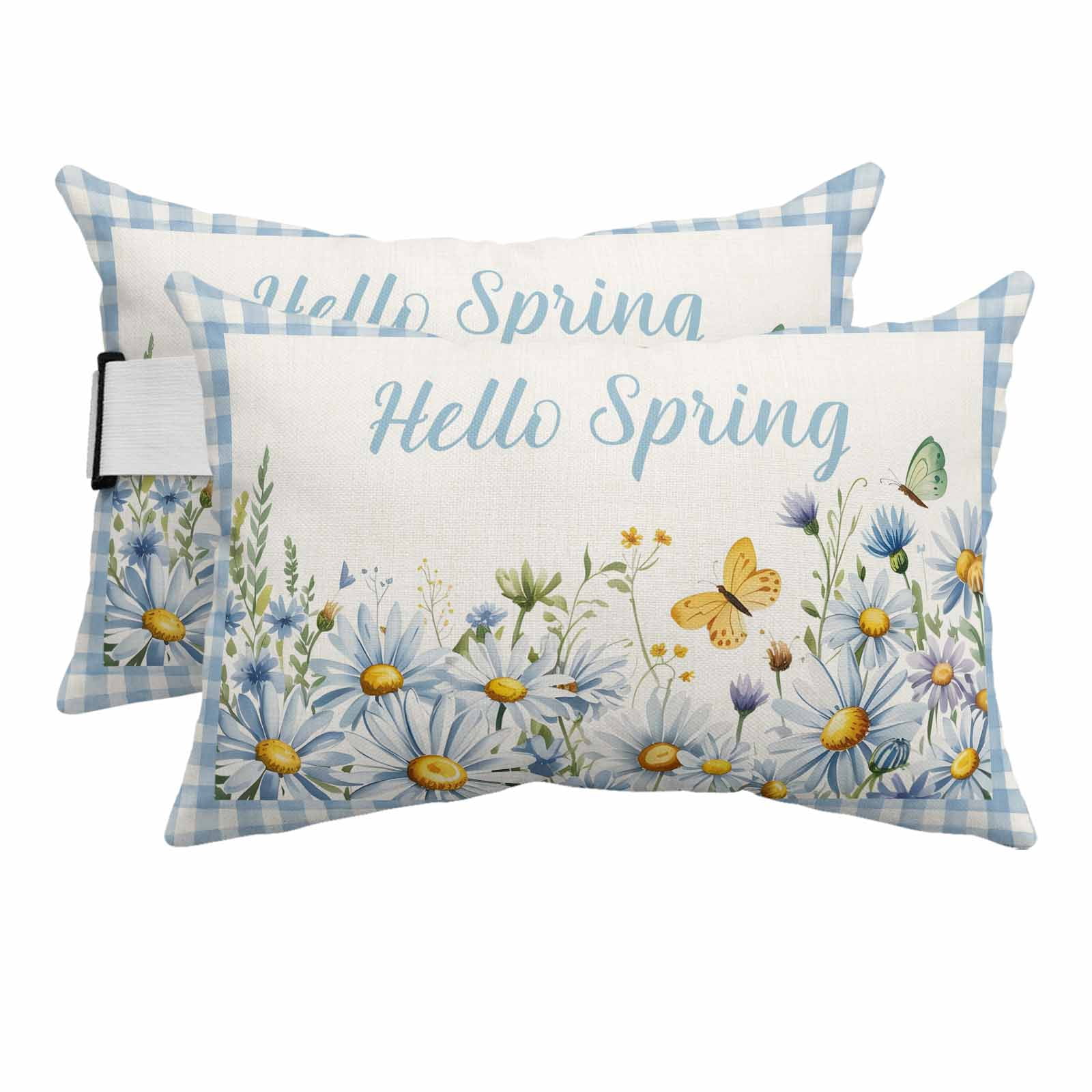 2PCS Outdoor Pillow for Chaise Lounge Chair Spring Daisy Flower ...