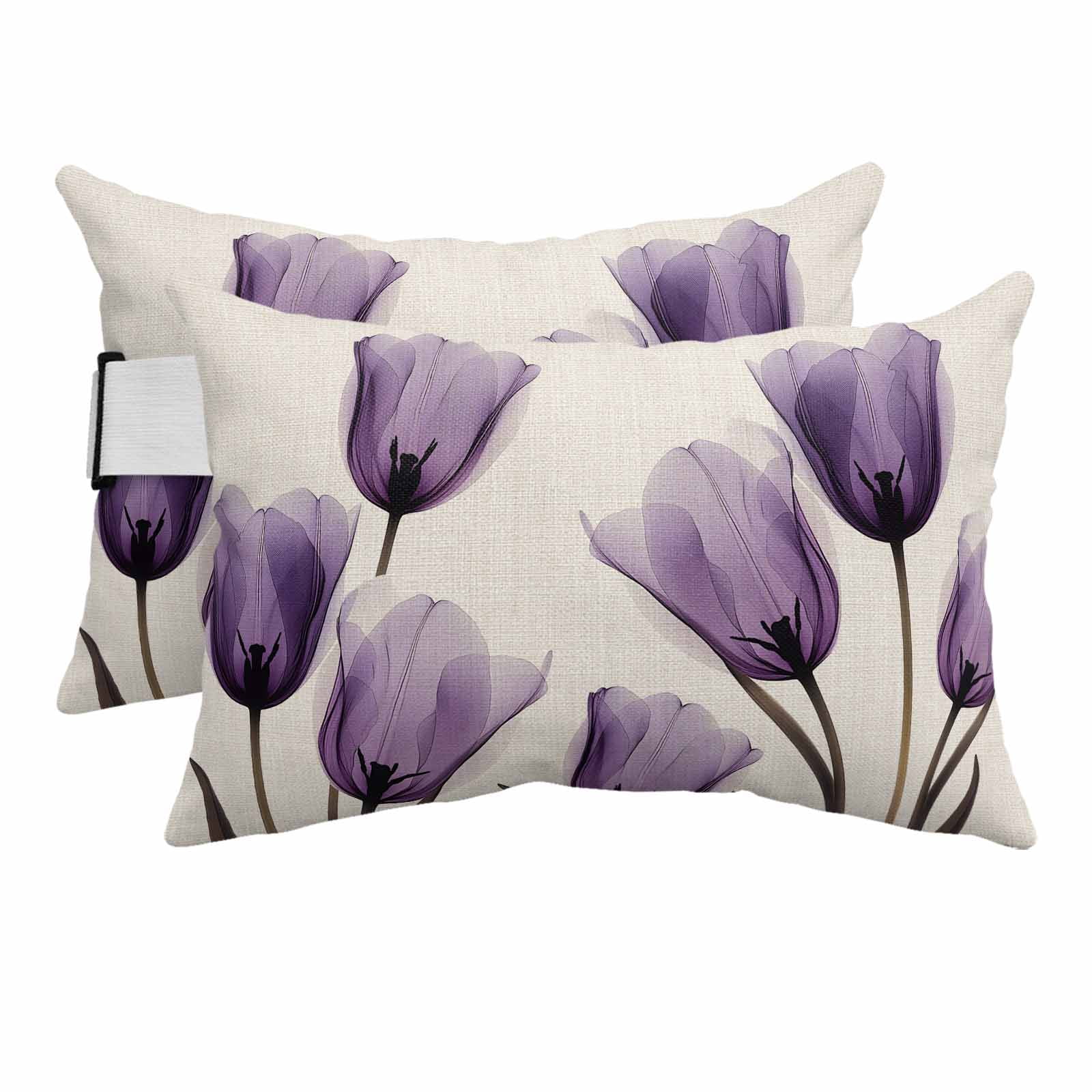 2PCS Outdoor Pillow for Chaise Lounge Chair Spring Flowers Tulip ...