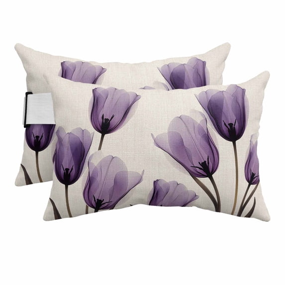 2PCS Outdoor Pillow for Chaise Lounge Chair Spring Flowers Tulip ...